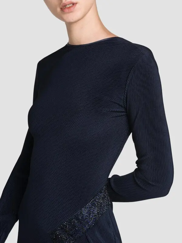 Giorgio Armani Embellished Hip Jersey Gown - Navy
