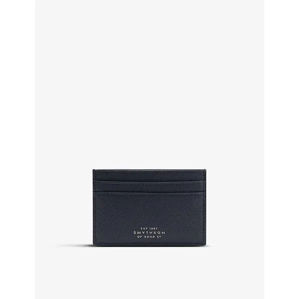 Smythson Panama Croc-embossed Leather Cardholder - Navy