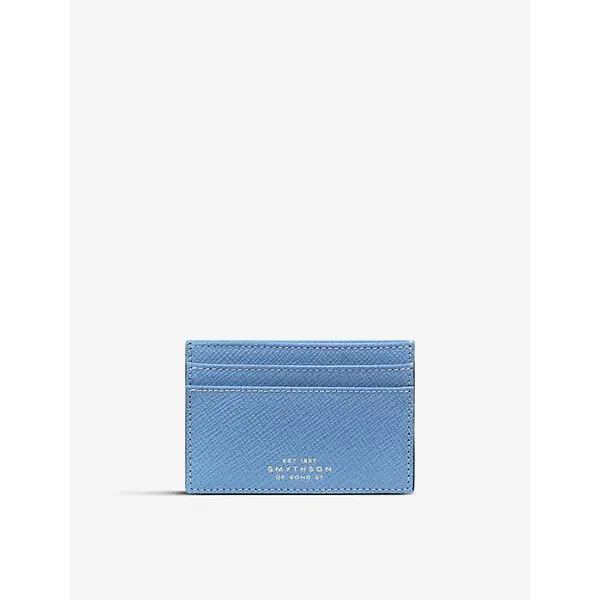 Smythson Panama Croc-embossed Leather Cardholder - Nile Blue