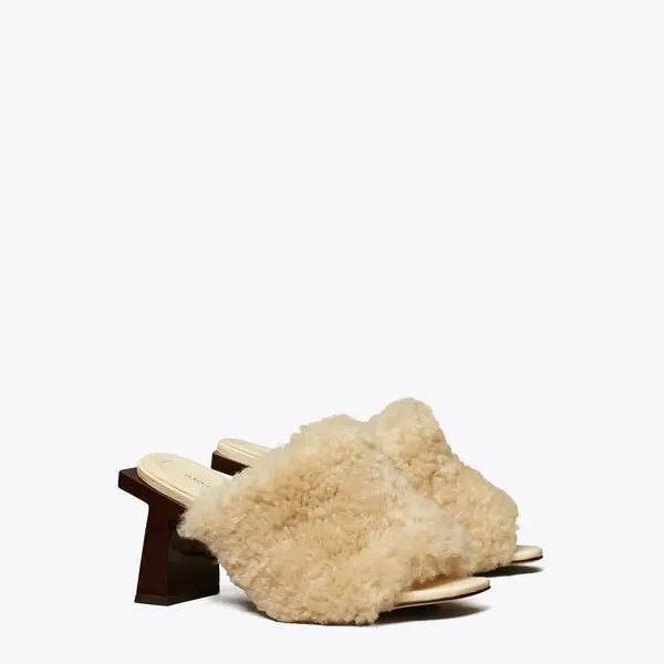 Tory Burch Block T Heel Shearling Mule