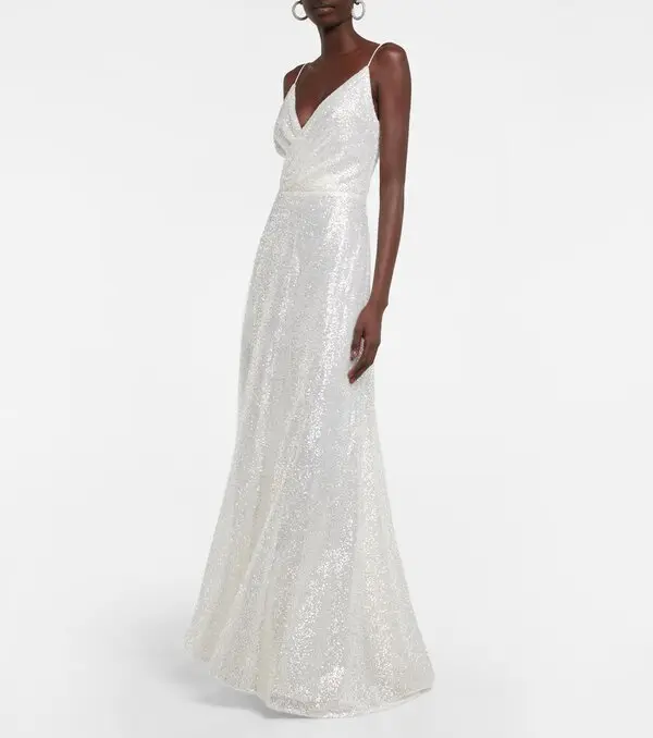 Costarellos Kristina Sequined Tulle Gown
