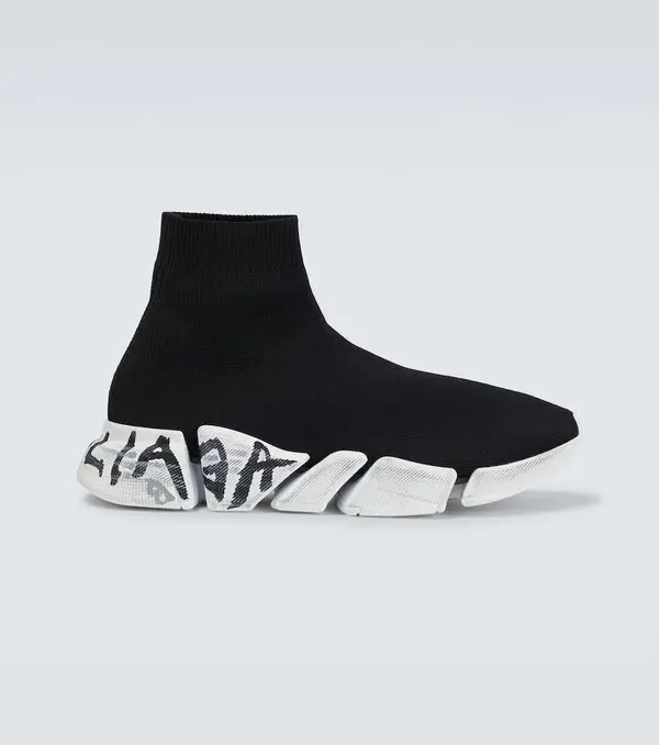 Balenciaga Speed 2.0 Graffiti Sneakers - Black