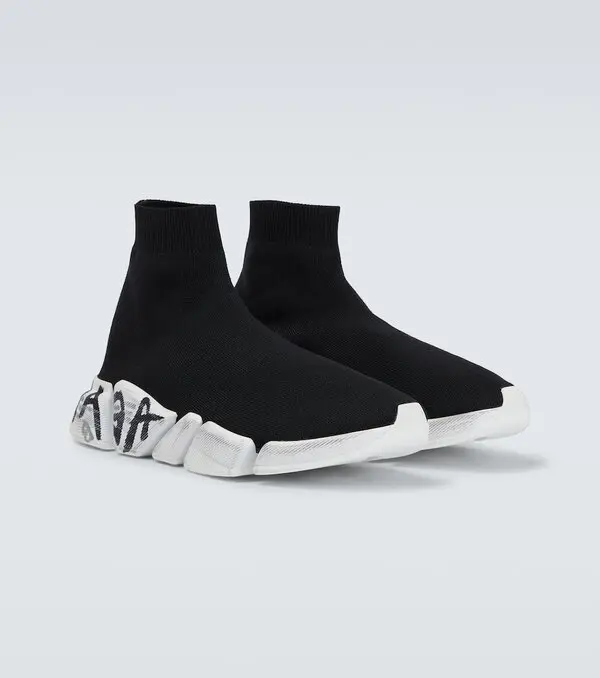 Balenciaga Speed 2.0 Graffiti Sneakers - Black