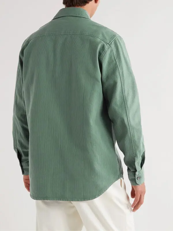 Mr P. Garment-dyed Ribbed Cotton Shirt