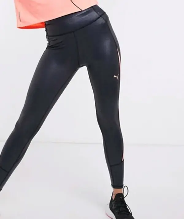 PUMA Training Pearl Mesh Leggings In Peach