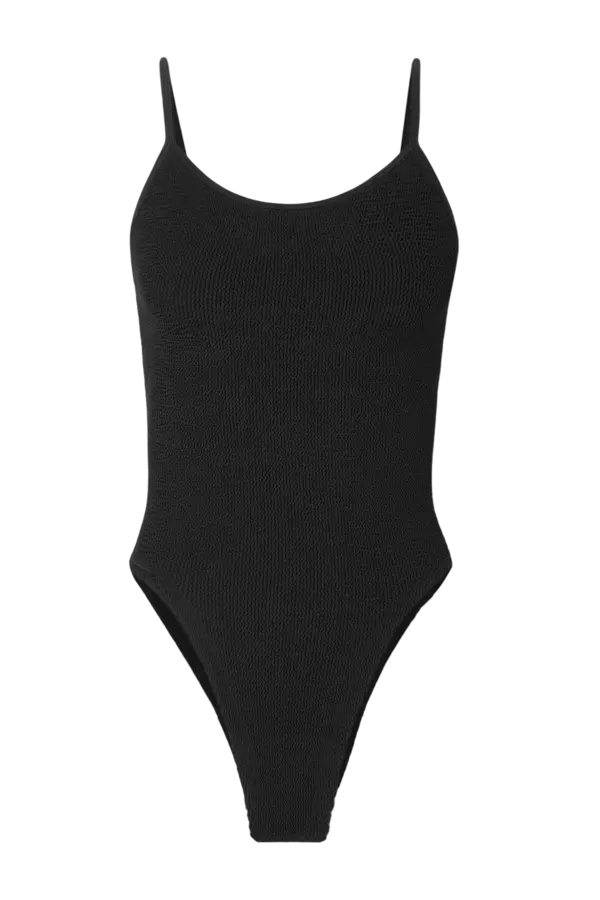 Hunza G Net Sustain Pamela Seersucker Swimsuit - Black