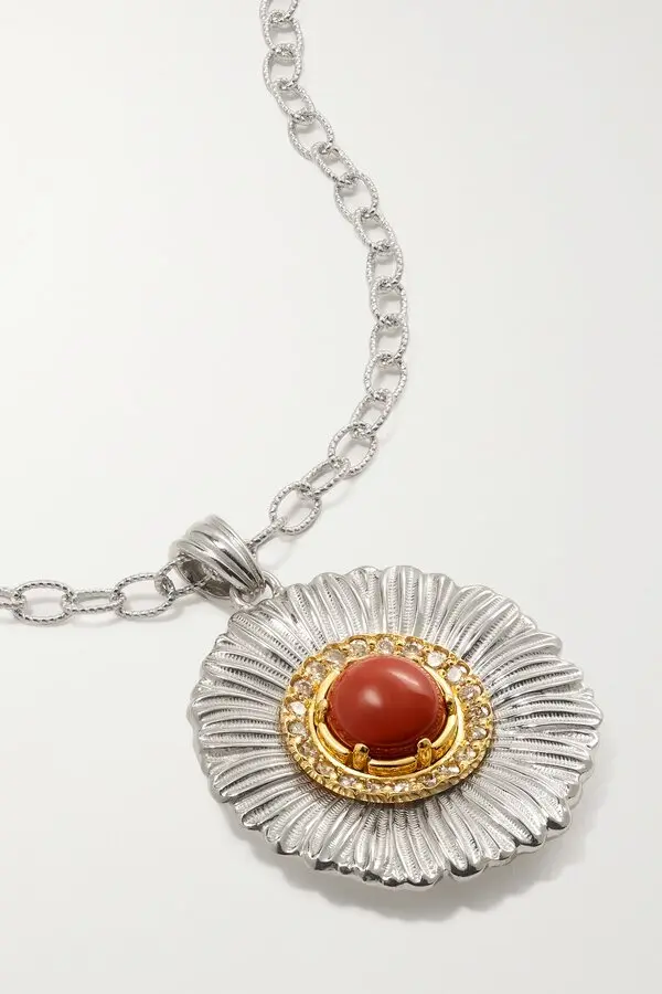 Buccellati Blossom Jasper And Diamond Necklace