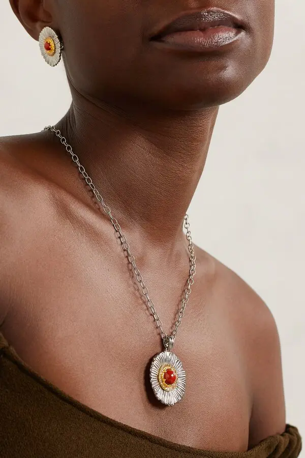 Buccellati Blossom Jasper And Diamond Necklace