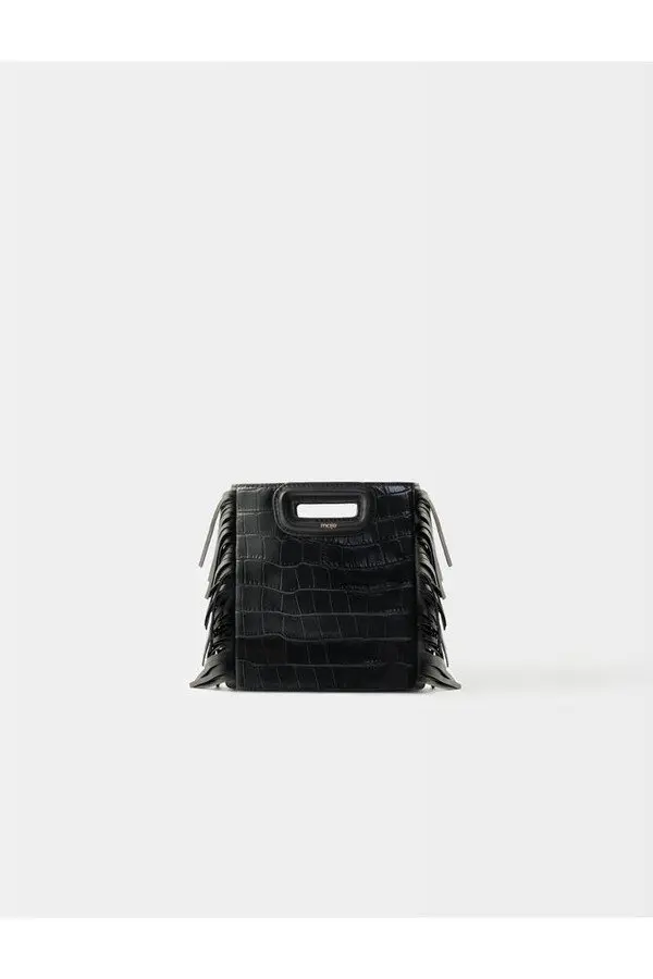 Maje Croc-embossed Leather Mini M Bag