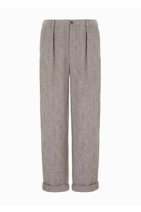 Giorgio Armani Velvet Flat-front Trousers - Natural