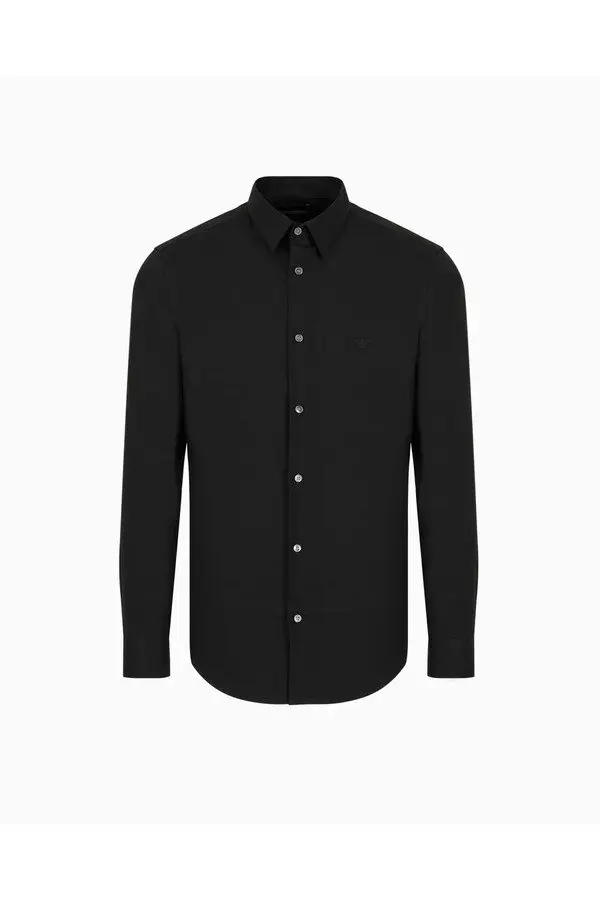 Emporio Armani Stretch Nylon-blend Shirt - Black