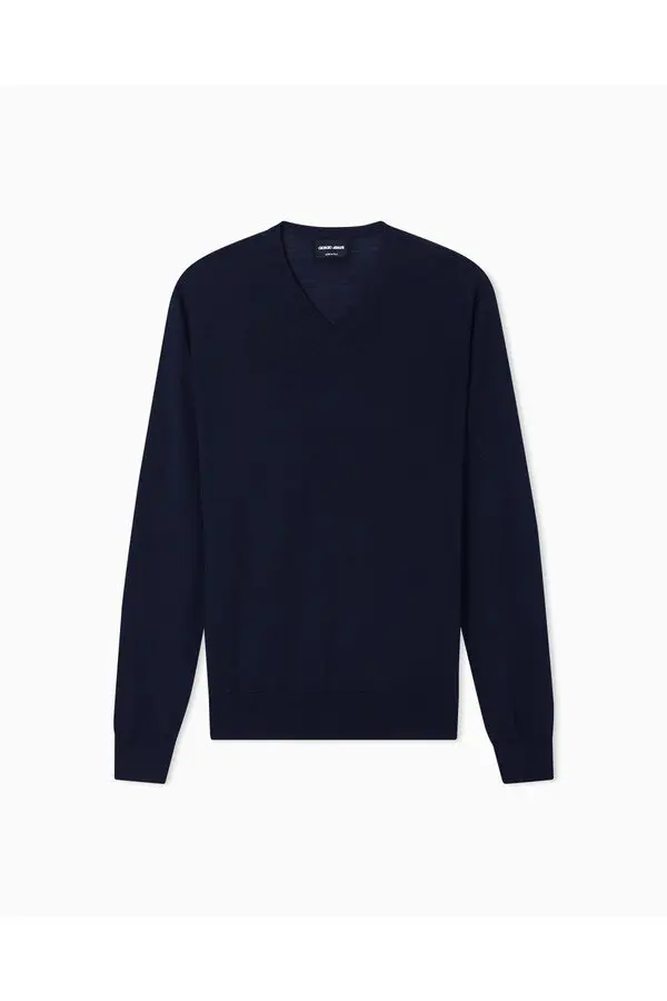 Giorgio Armani Pure Virgin Wool Crew-neck Jumper - Navy