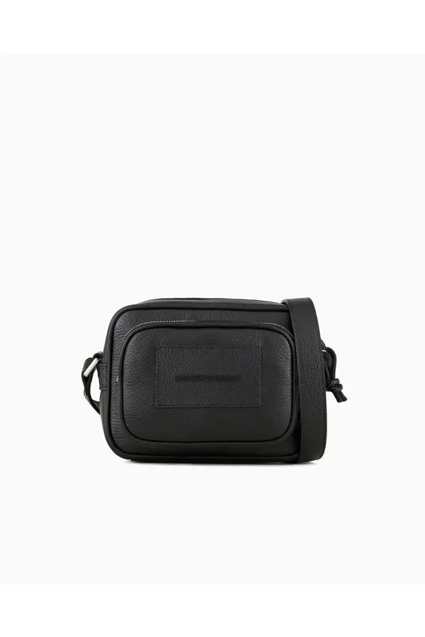 Emporio Armani Tumbled-leather Camera Case - Black