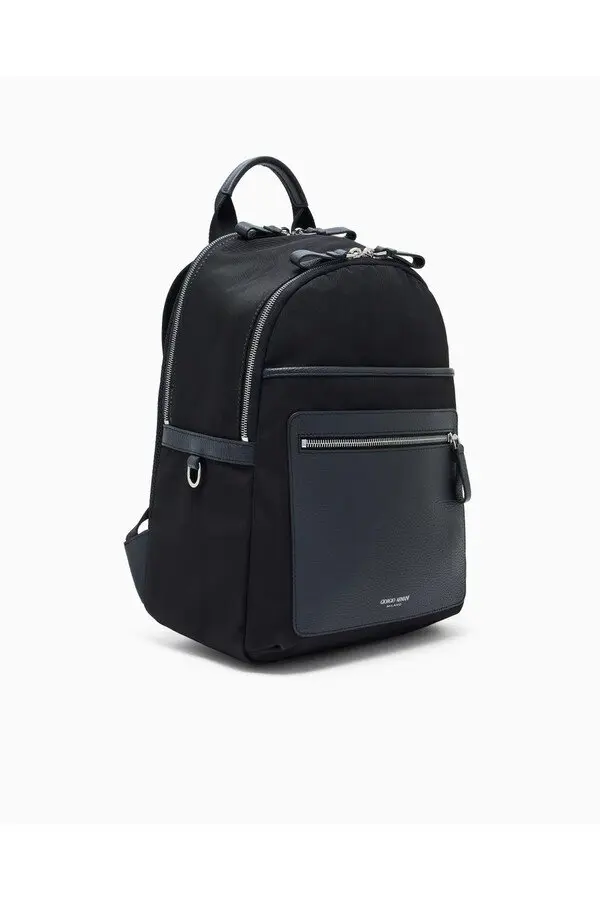 Giorgio Armani Recycled-nylon And Pebbled-leather Backpack