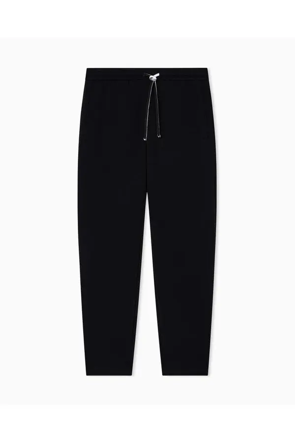 Emporio Armani Double-jersey Joggers With Eagle Logo Patch - Black