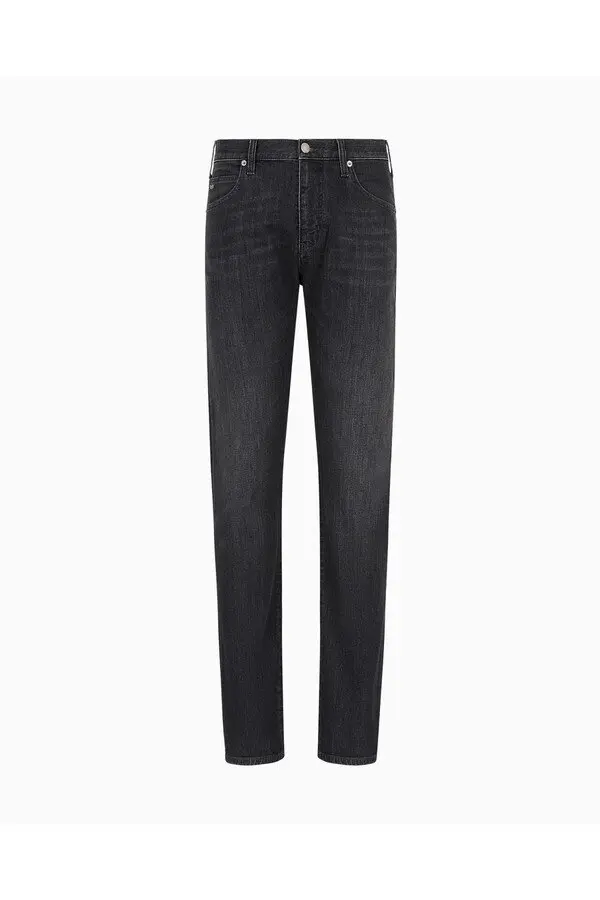 Emporio Armani J45 Regular-fit Jeans In Melange Twill 10 Oz Comfort - Black