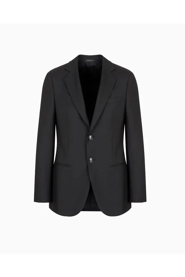 Giorgio Armani Single-breasted Waistcoat In Virgin Wool - Black
