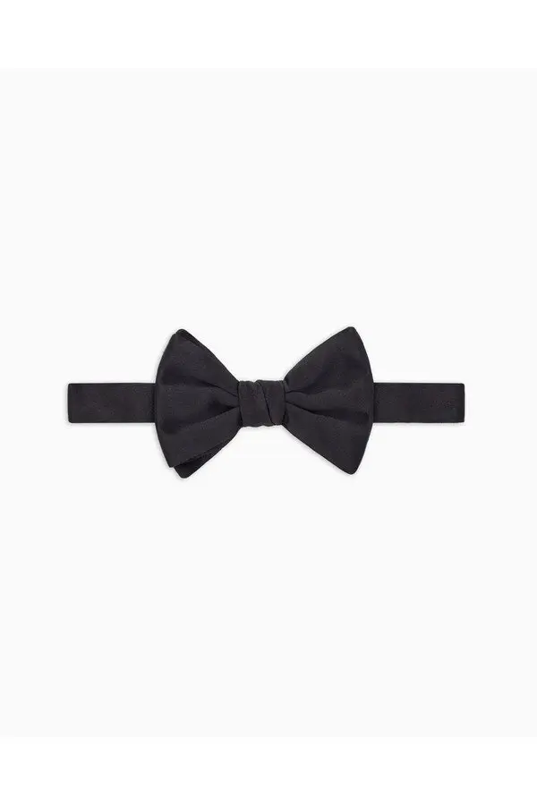 Giorgio Armani Pure Silk Knotted Bow Tie - Black