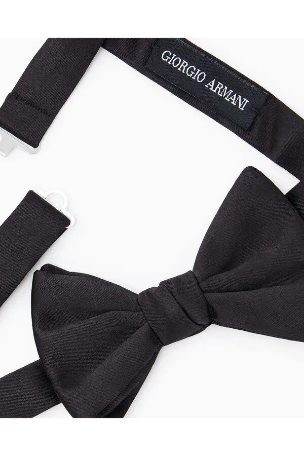 Giorgio Armani Pure Silk Knotted Bow Tie - Black