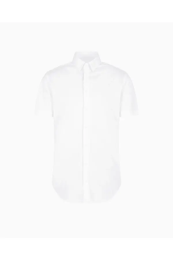 Giorgio Armani Short-sleeved, Cotton-jersey Shirt - White