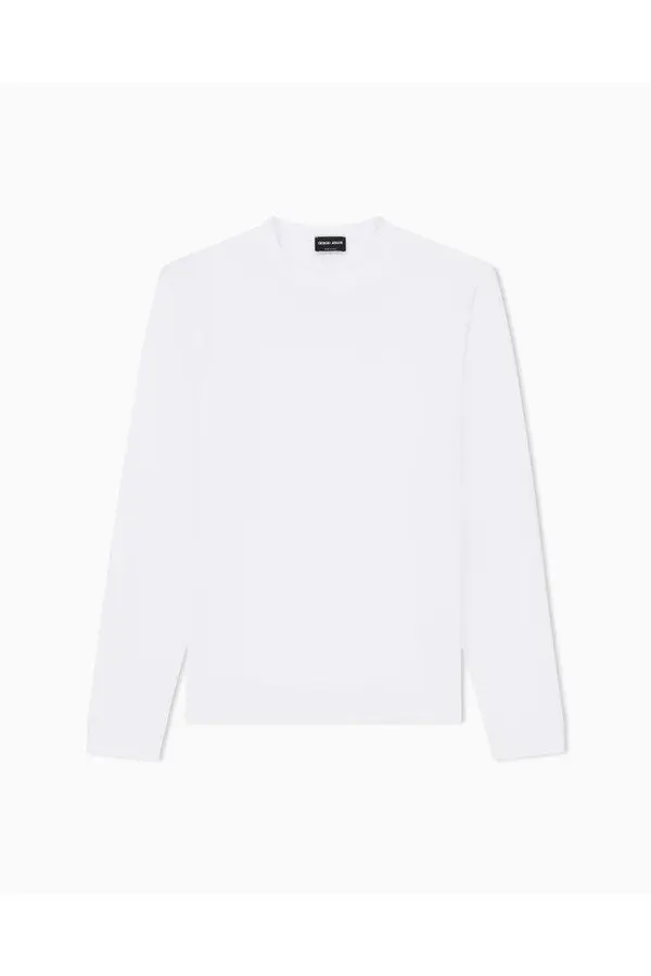 Giorgio Armani Long Sleeve Jumper In Stretch Viscose - White