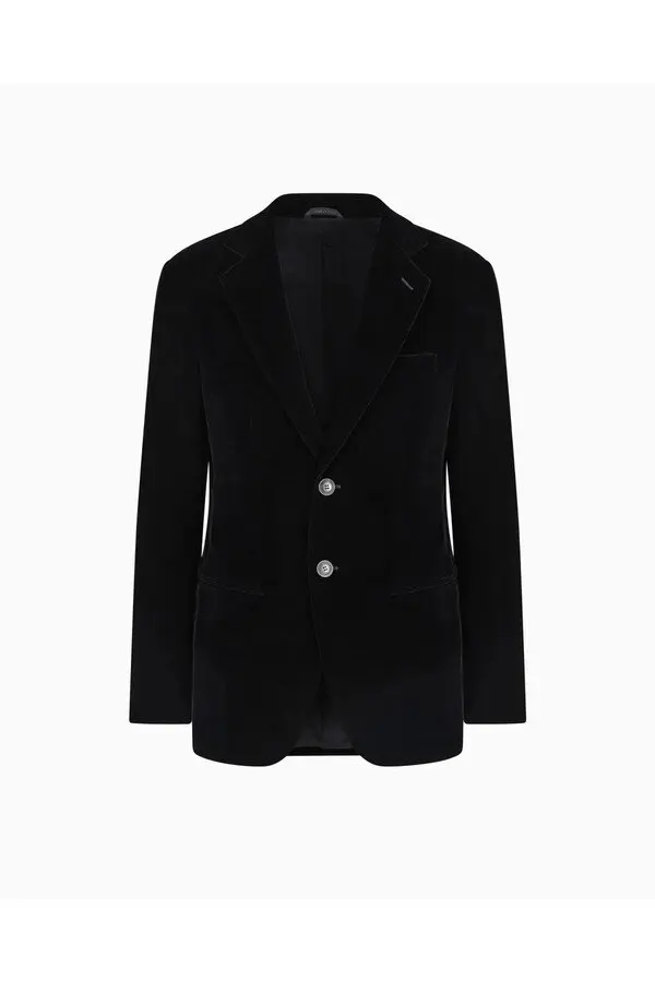 Giorgio Armani Icon George Line Single-breasted Stretch-velvet Jacket - Black