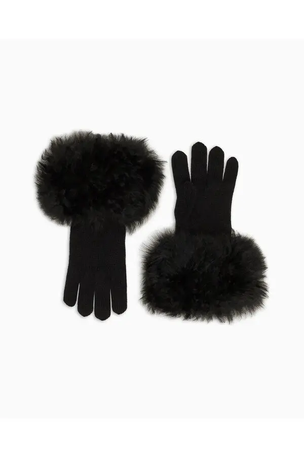 Giorgio Armani Knit Cashmere Gloves - Black
