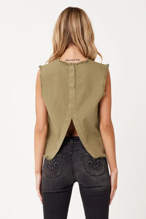 SIWY OUTLET Siwy Phoebe Distressed Crop Tank - Green