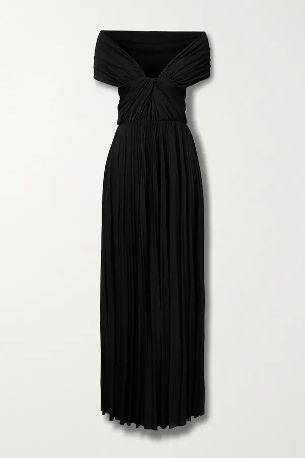 Brandon Maxwell Off-the-shoulder Draped Jersey Maxi Dress - Black