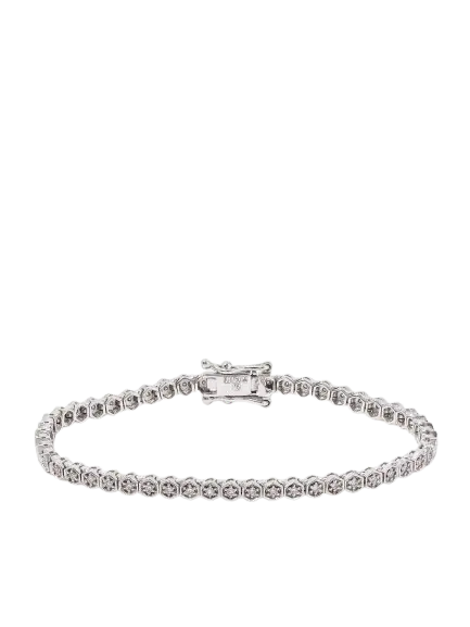 KOLOURS JEWELRY Hexagon 18-karat Diamond Tennis Bracelet - Silver