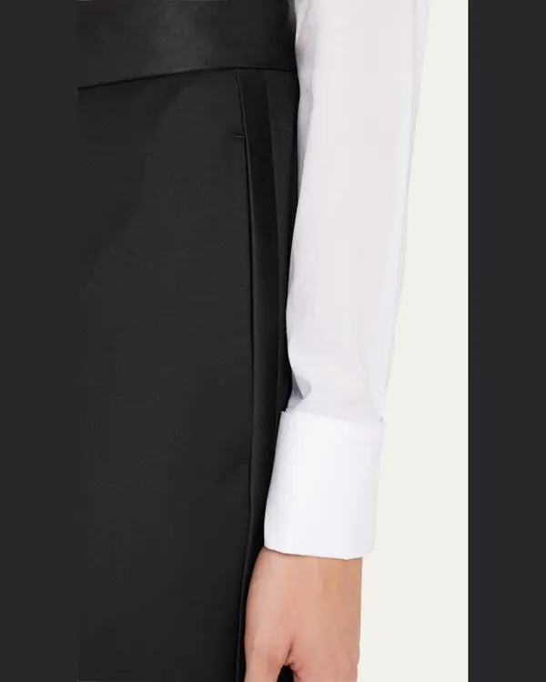 Giorgio Armani Tonal Wool-blend Tuxedo Pants