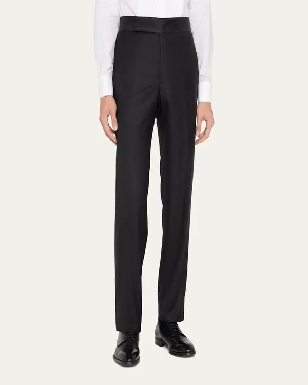 Giorgio Armani Tonal Wool-blend Tuxedo Pants