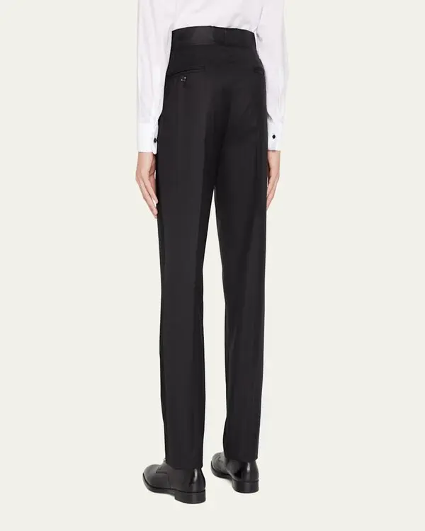 Giorgio Armani Tonal Wool-blend Tuxedo Pants