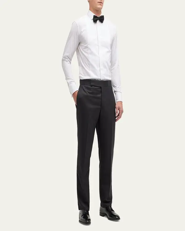 Giorgio Armani Tonal Wool-blend Tuxedo Pants