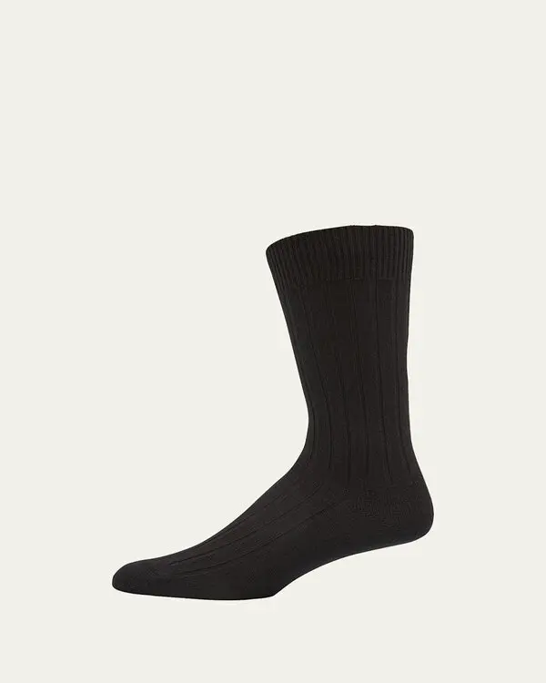 BRESCIANI Cashmere Mid-calf Socks - Black Pattern