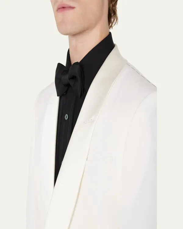 Tom Ford Grain De Poudre Shawl Dinner Jacket White Solid