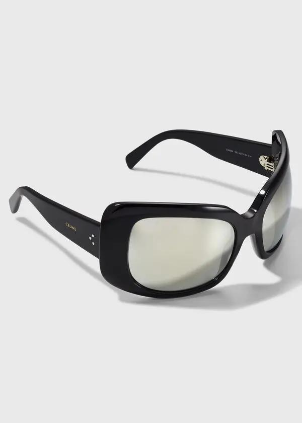 Celine Mirrored Acetate Shield Sunglasses - Shiny Black  display picture 3