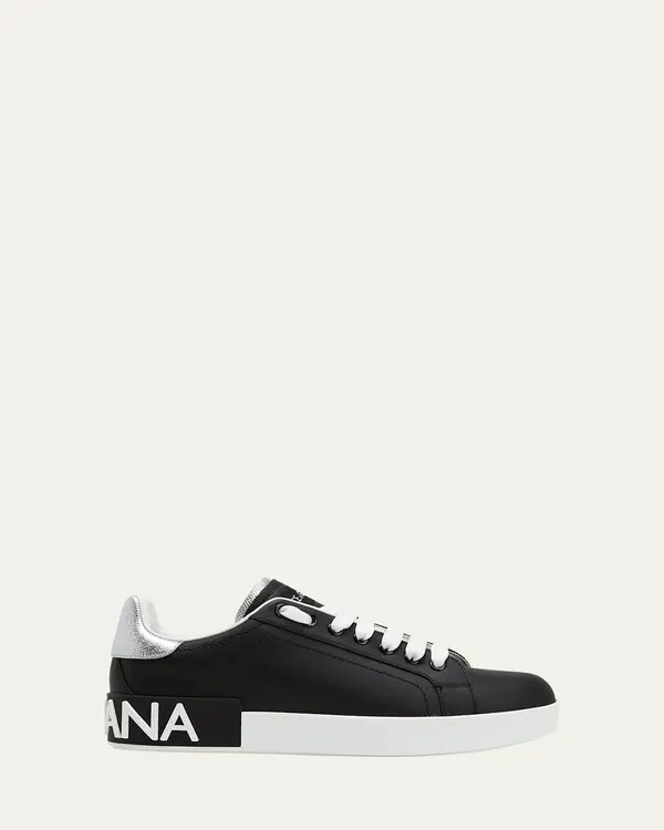 Dolce & Gabbana Leather Low-top Sneakers - Black/silver
