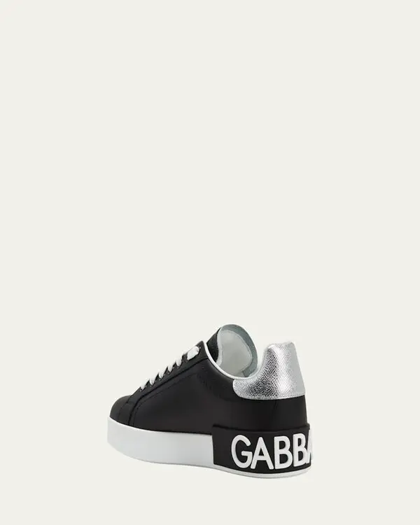Dolce & Gabbana Leather Low-top Sneakers - Black/silver