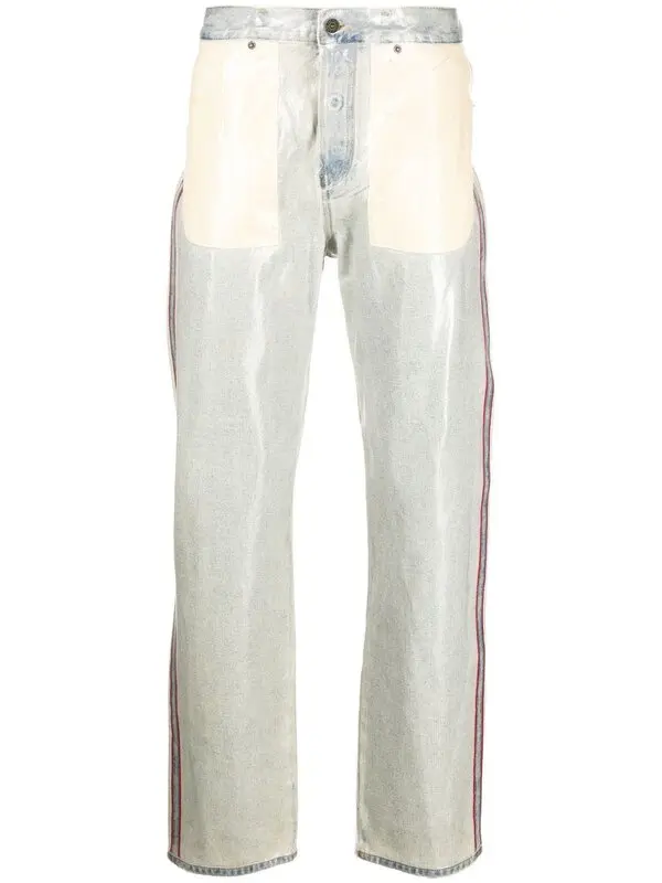 DIESEL® Light Cotton Washed Denim Straight Leg Jeans - Blue