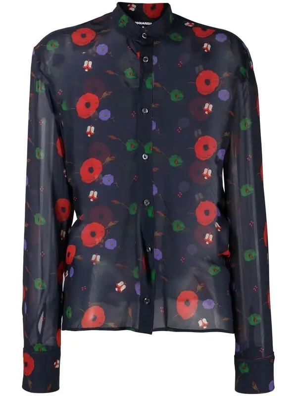 Dsquared2 Floral Print Long-sleeved Shirt