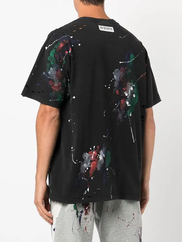 MOSTLY HEARD RARELY SEEN Warped-text Paint T-shirt