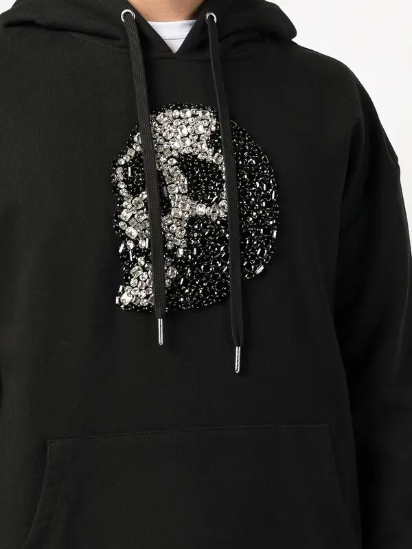 GOD'S MASTERFUL CHILDREN Crystal-skull Drawstring Hoodie - Black
