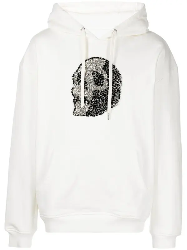 GOD'S MASTERFUL CHILDREN Crystal-skull Drawstring Hoodie - White