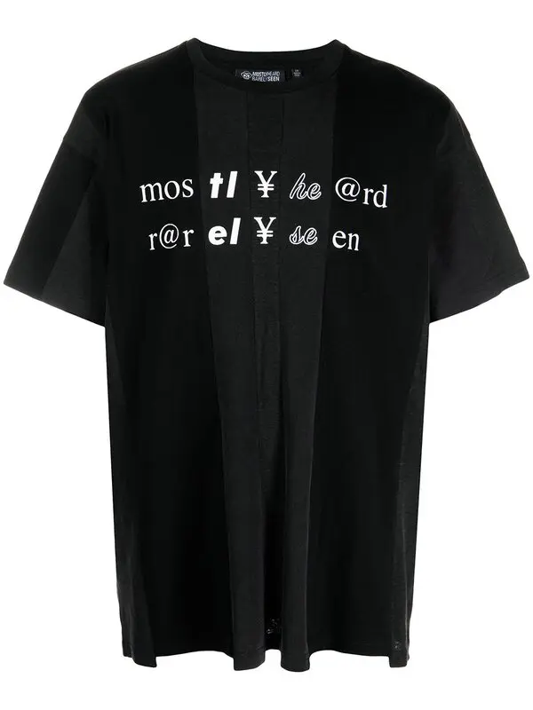 MOSTLY HEARD RARELY SEEN Text Print Cottont-shirt - Black