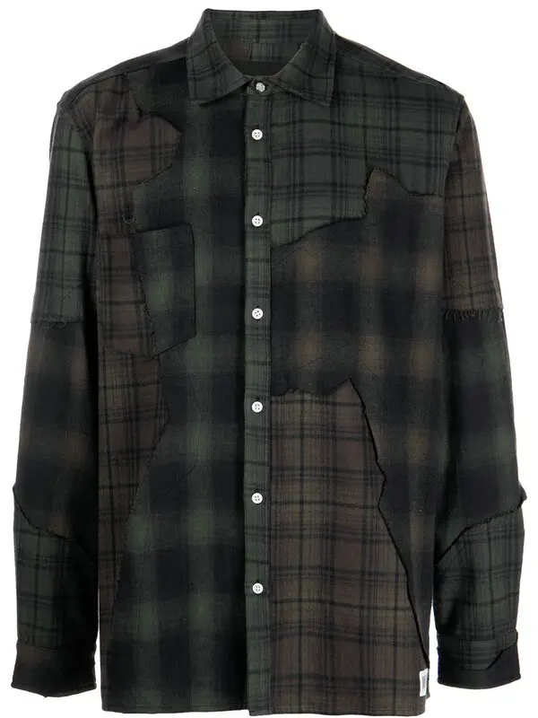 MOSTLY HEARD RARELY SEEN Plaid-check Patchwork Shirt