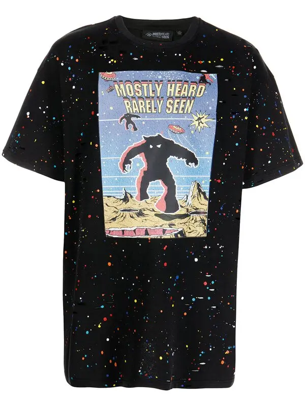 MOSTLY HEARD RARELY SEEN Graphic-print Paint T-shirt - Black