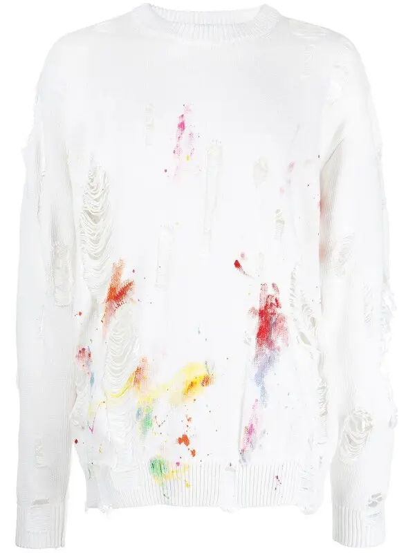 MOSTLY HEARD RARELY SEEN Paint-splatter Sweatshirt - White
