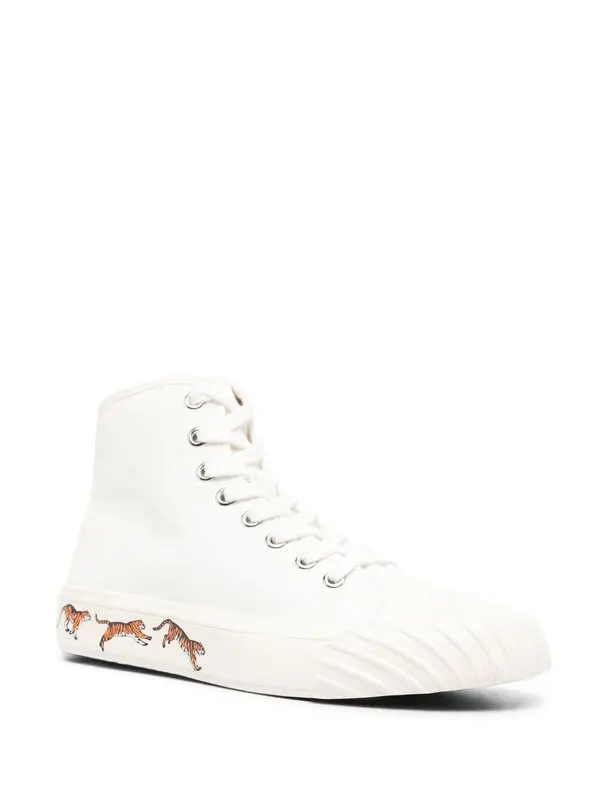 Kenzo Tiger Print High-top Sneakers - White