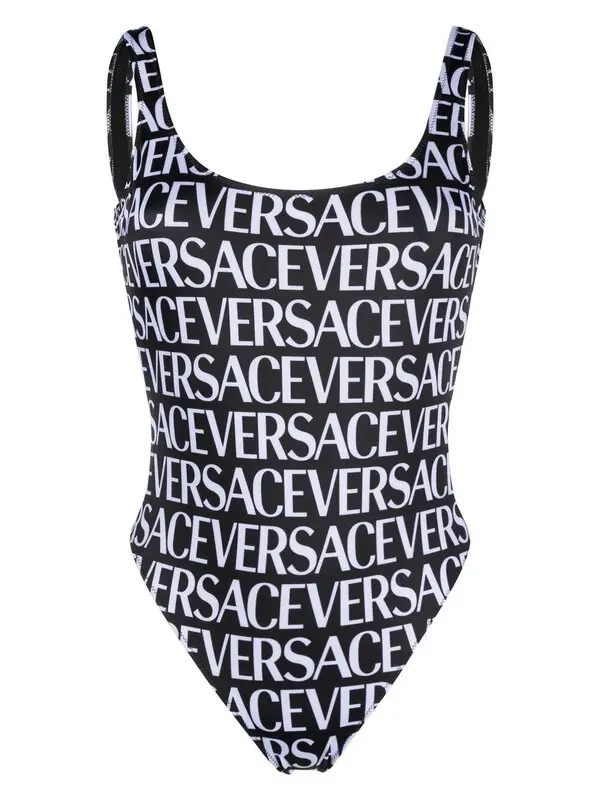 Versace All-over Logo Print One-piece - Black